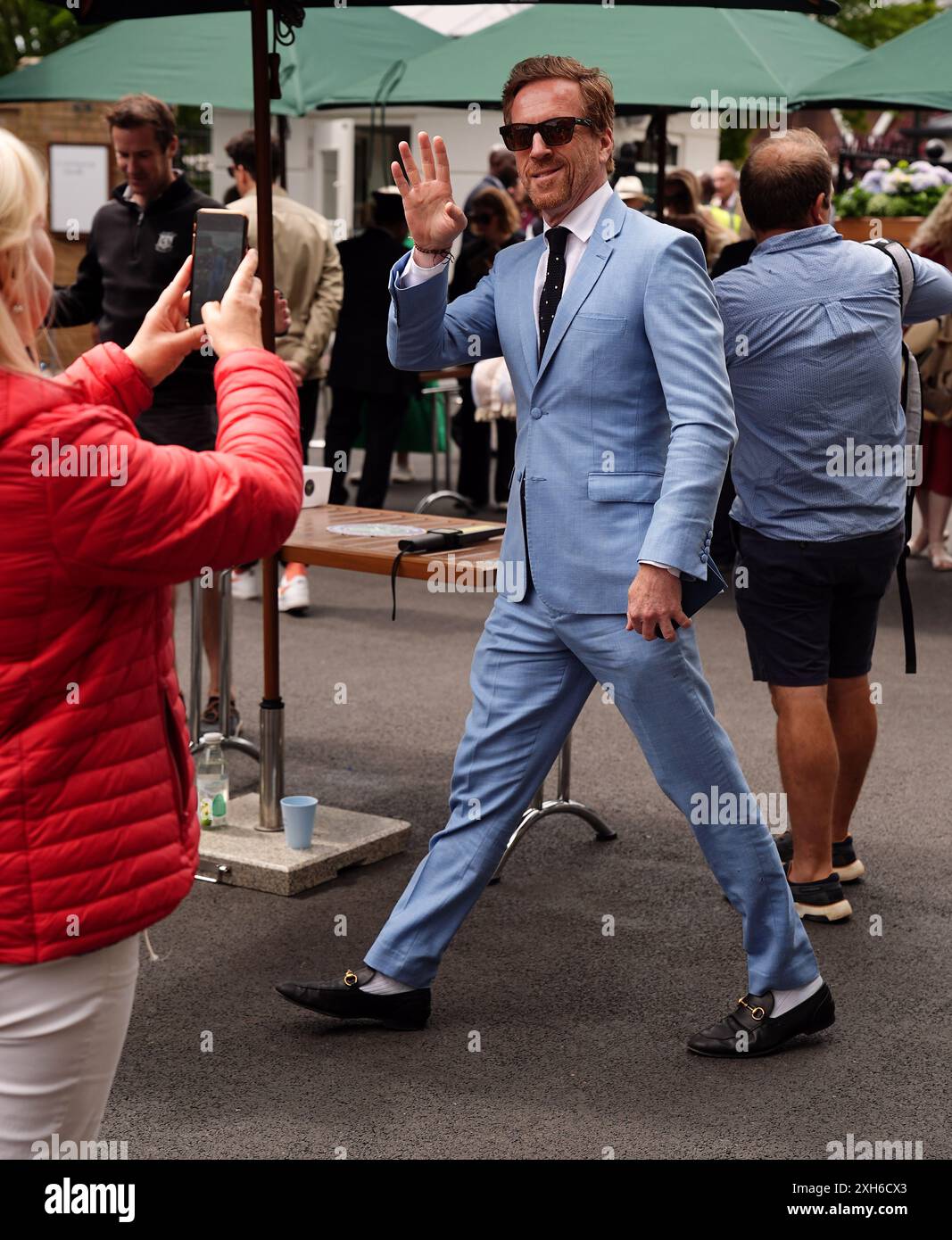 Damian Lewis arrives on day twelve of the 2024 Wimbledon Championships ...