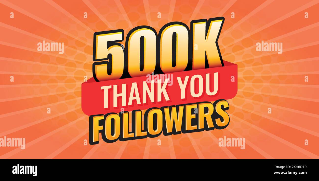 Thank you 500000 followers icon in flat style. Subscription amount ...