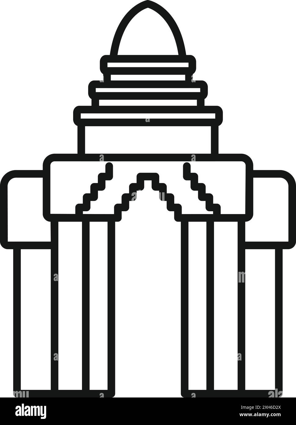 Line drawing of an ancient building with pillars and a big dome ...