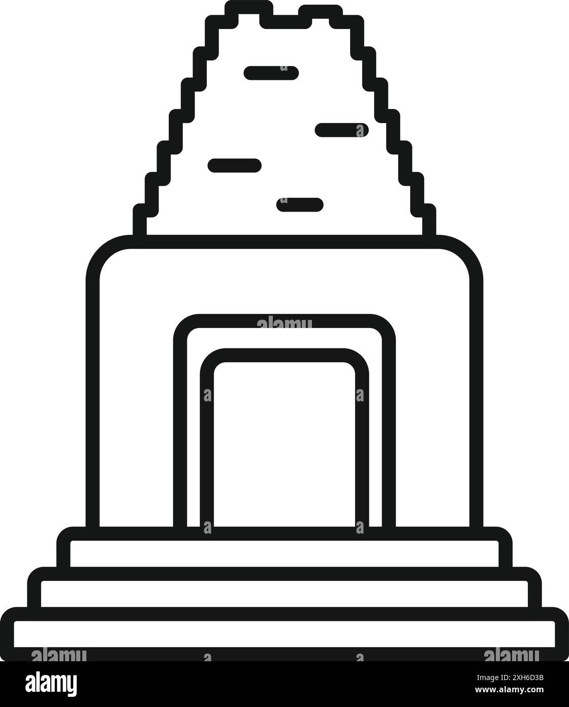 Linear illustration of a mayan temple, showcasing the architectural ...
