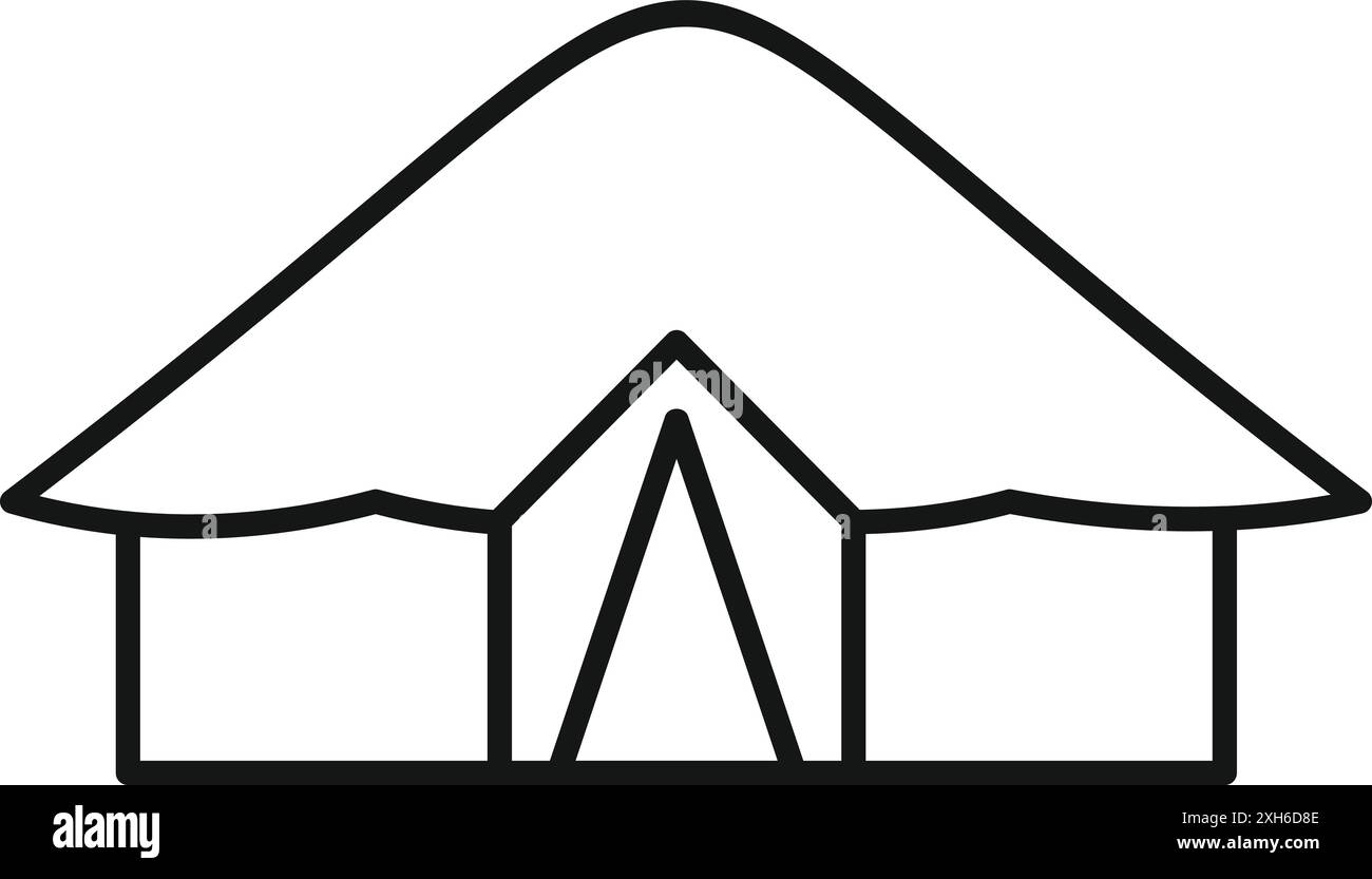 Simple line art icon of a camping tent, symbolizing a connection with ...