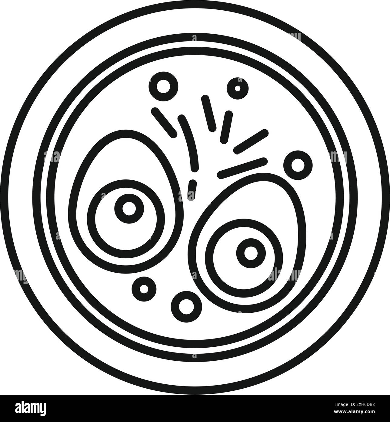 Top view line drawing of a petri dish containing bacteria growing in a ...