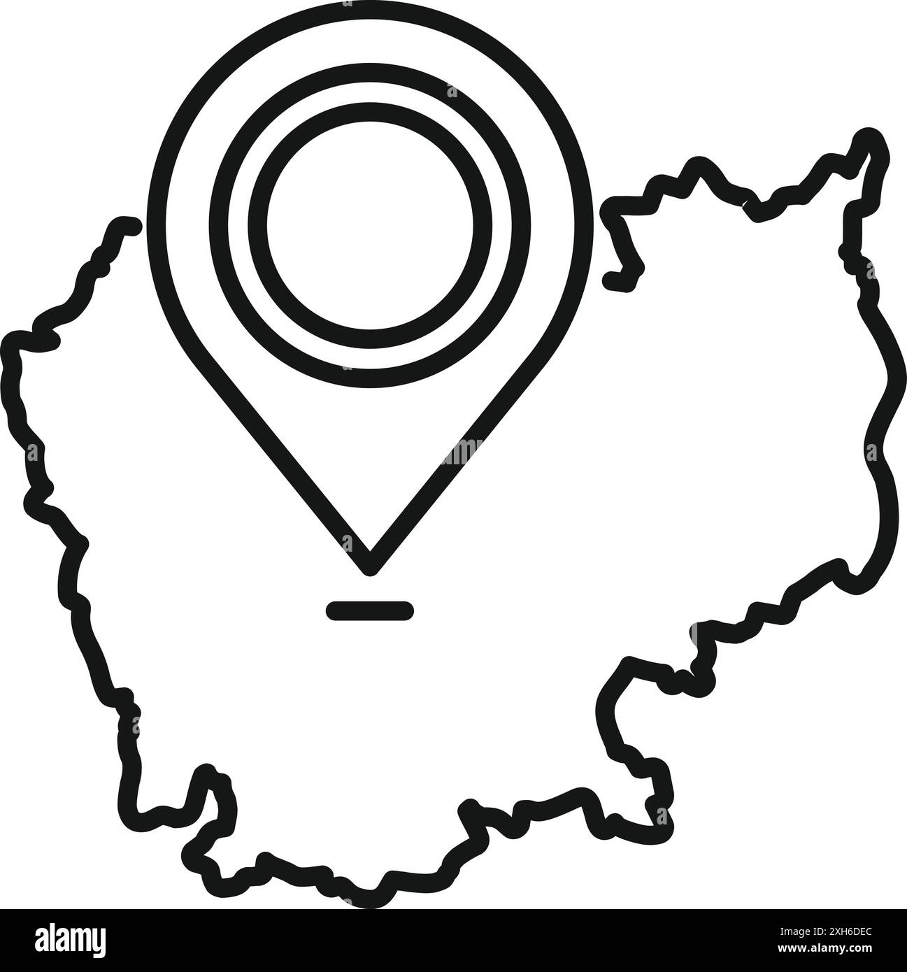 Black and white line art of a map pin marking a location in the country ...