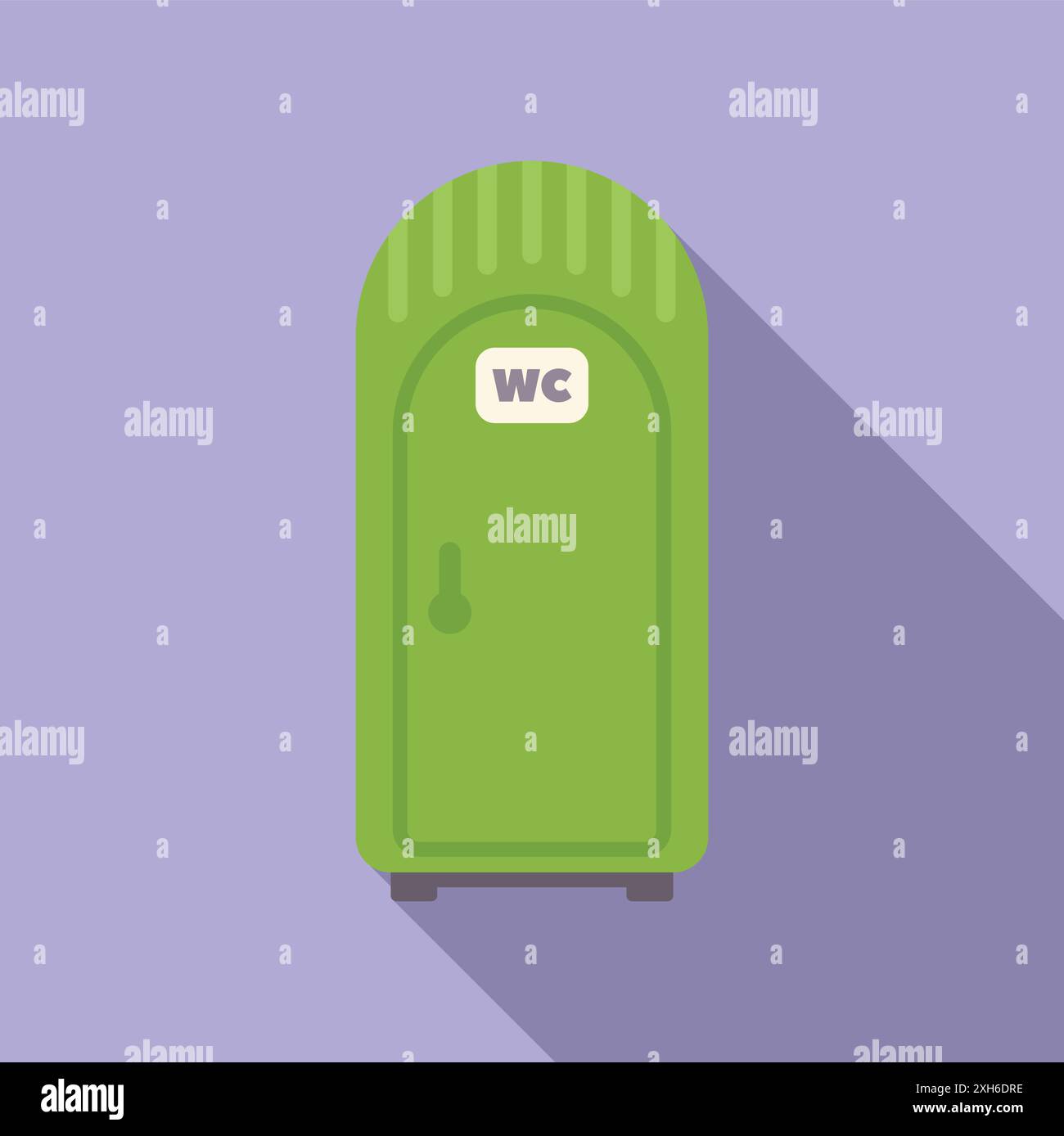 Green portable toilet indicating a designated area for public restroom ...