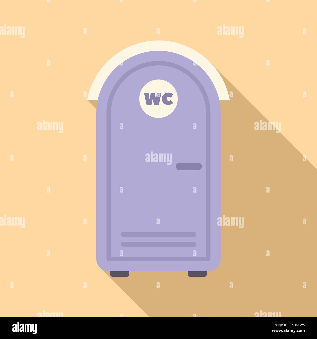 Purple plastic toilet showing wc sign indicating a public restroom ...