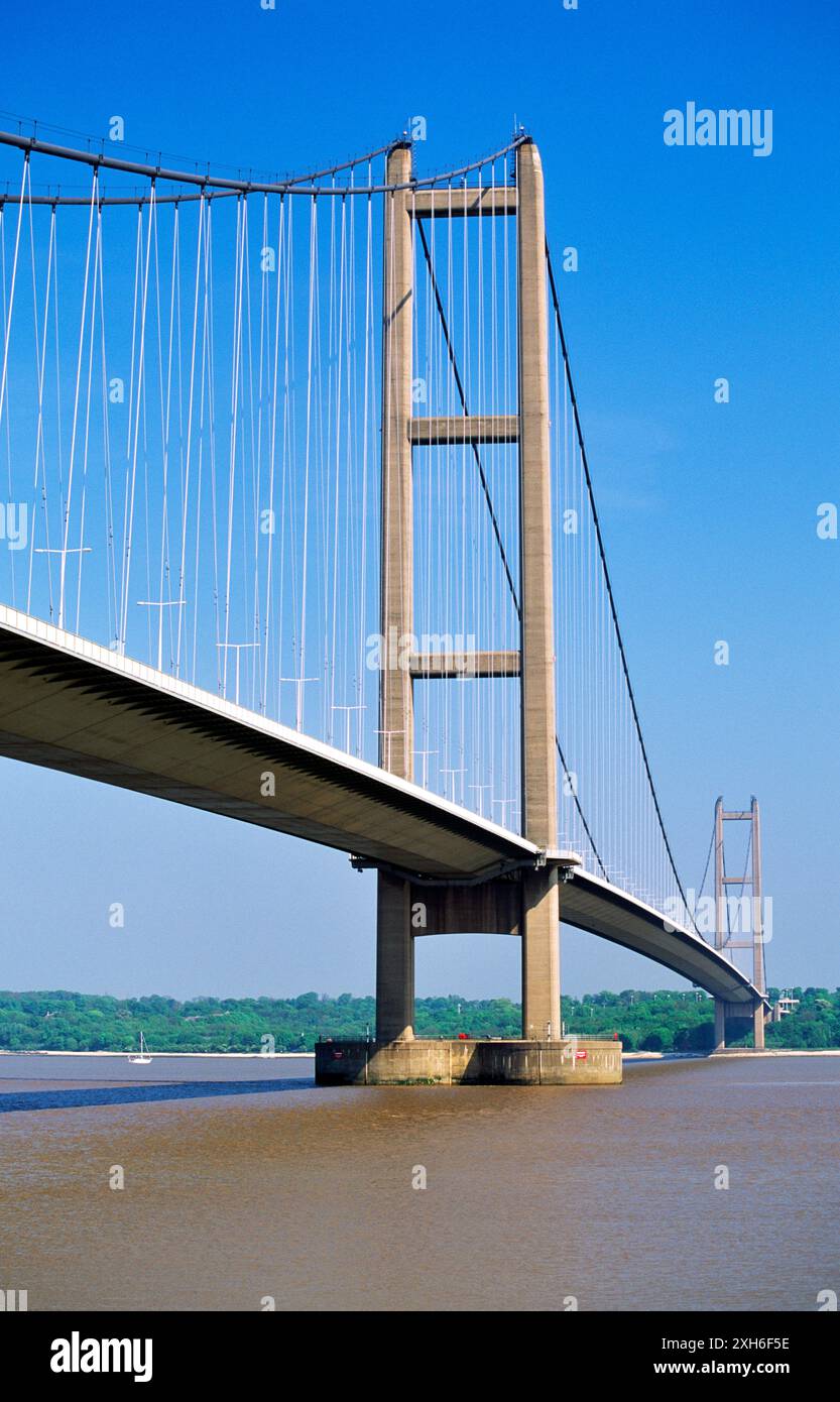 The Humber Bridge over the River Humber near Hull in the county of ...