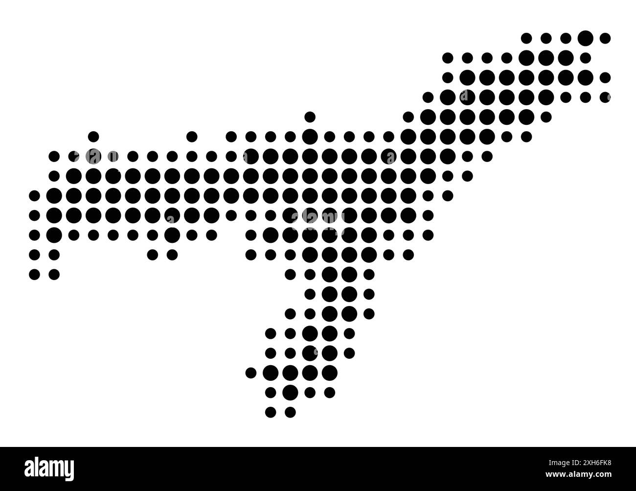 Symbol Map of the State Assam (India) showing the state/province with a ...