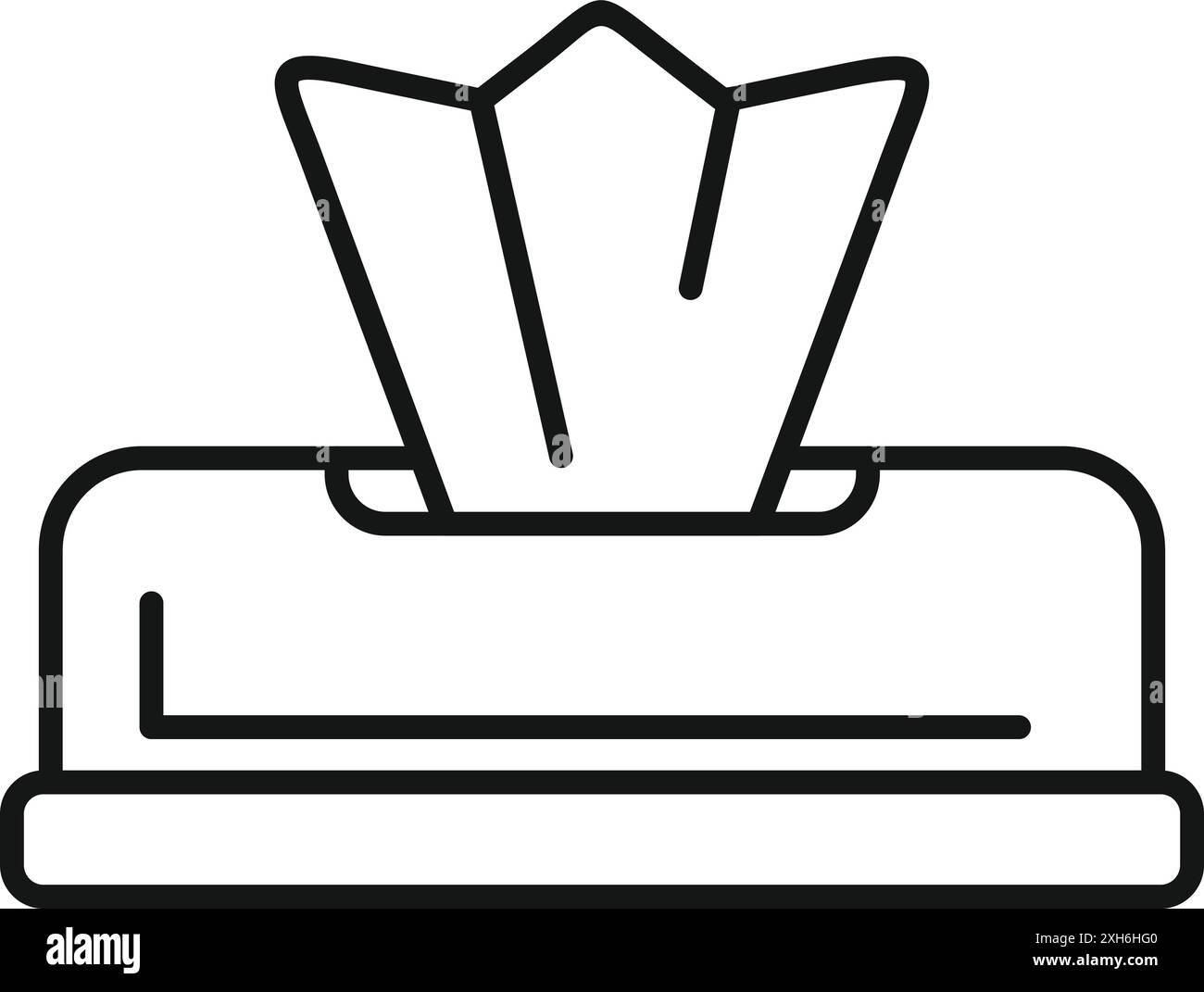 Line drawing of a paper napkin dispenser presenting clean tissues for ...