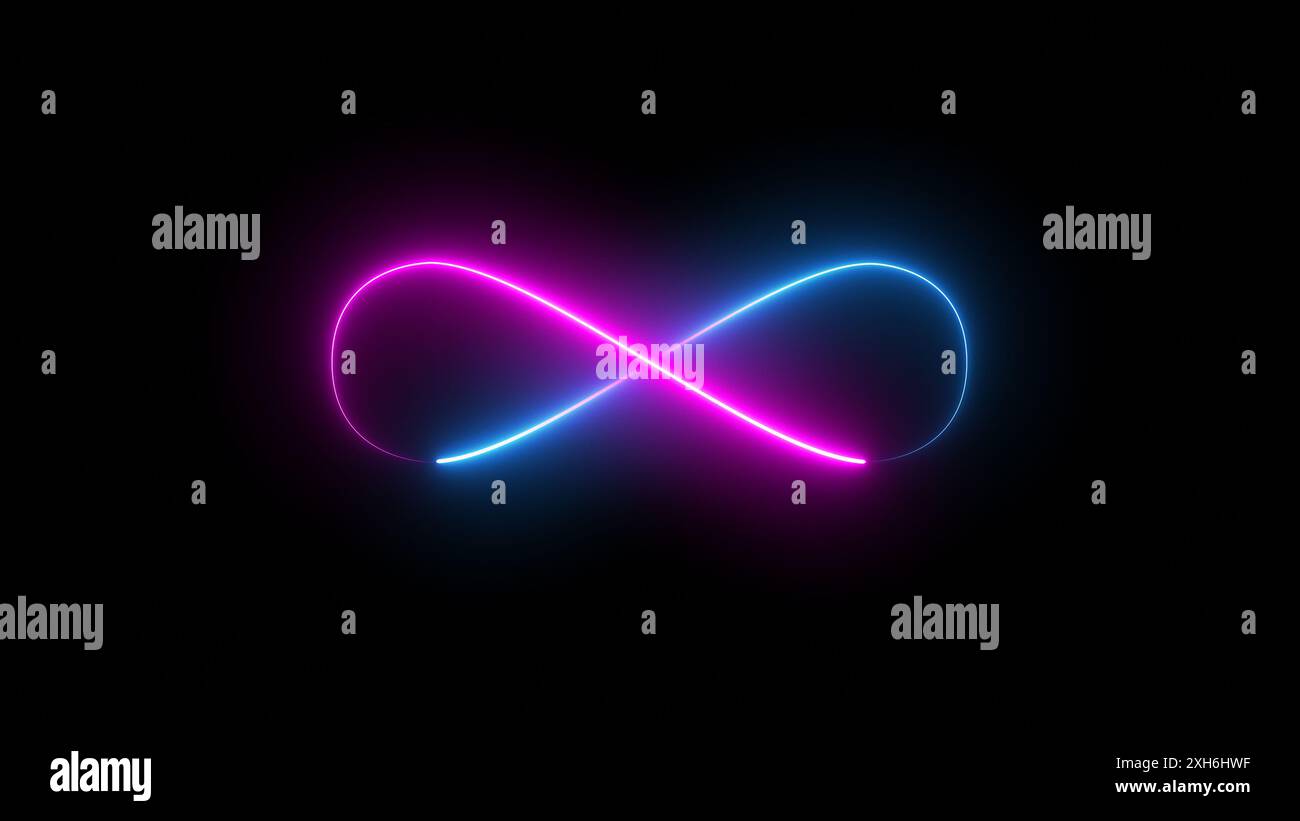 3D illustration of neon infinity sign, abstract wallpaper Stock Photo ...