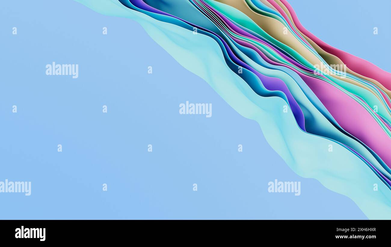 3D abstract illustration of beautiful colorful soft surfaces with ...