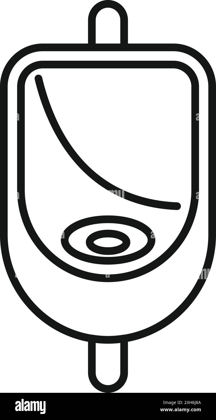 Simple black and white line drawing of a public toilet urinal for men ...