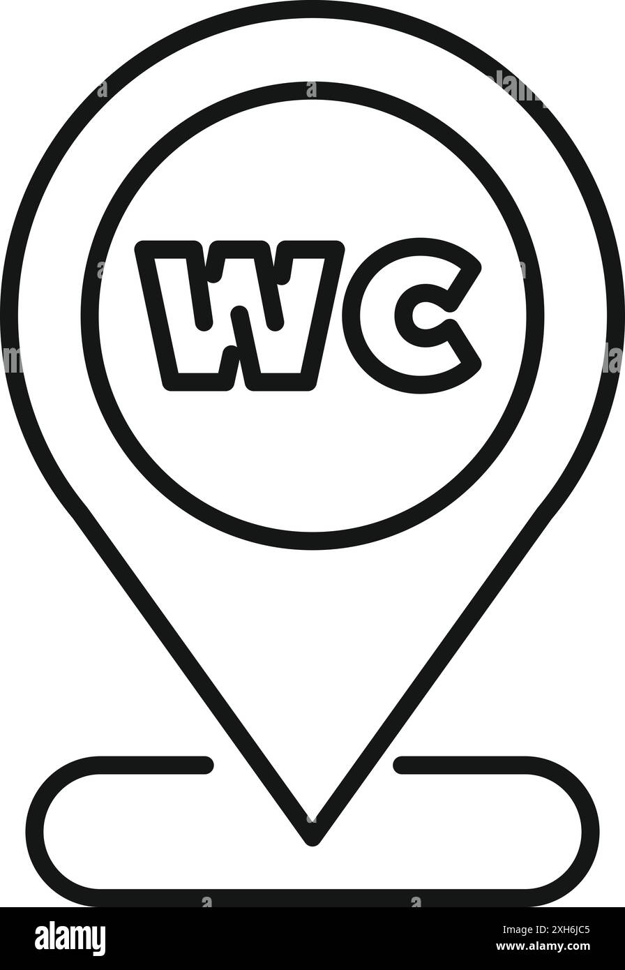 Location pin pointing public toilet wc showing restroom availability ...