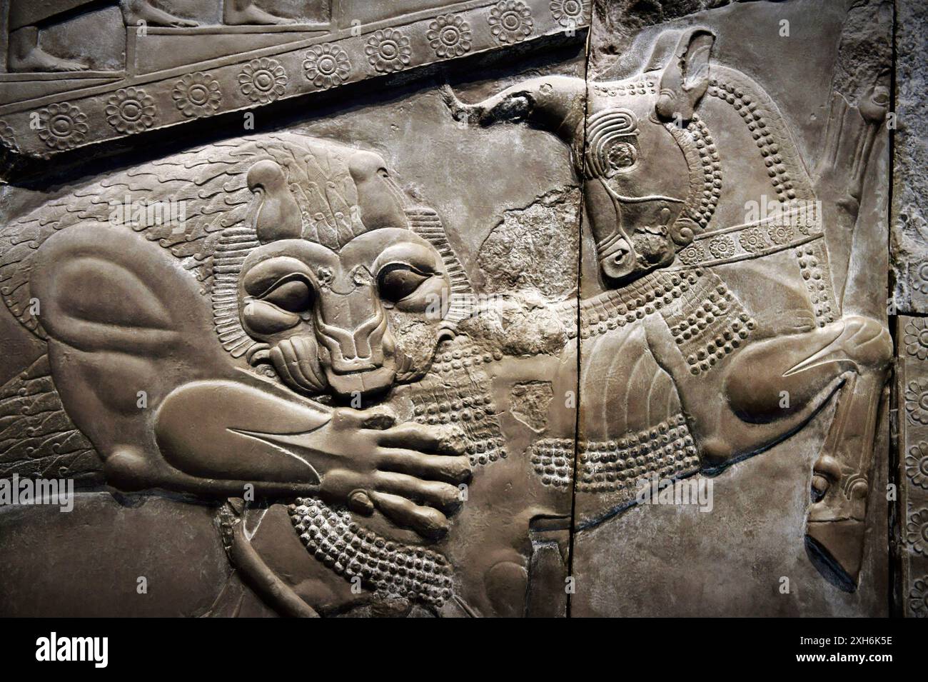 19th C plaster cast in British Museum of Zoroastrian lion attacking ...