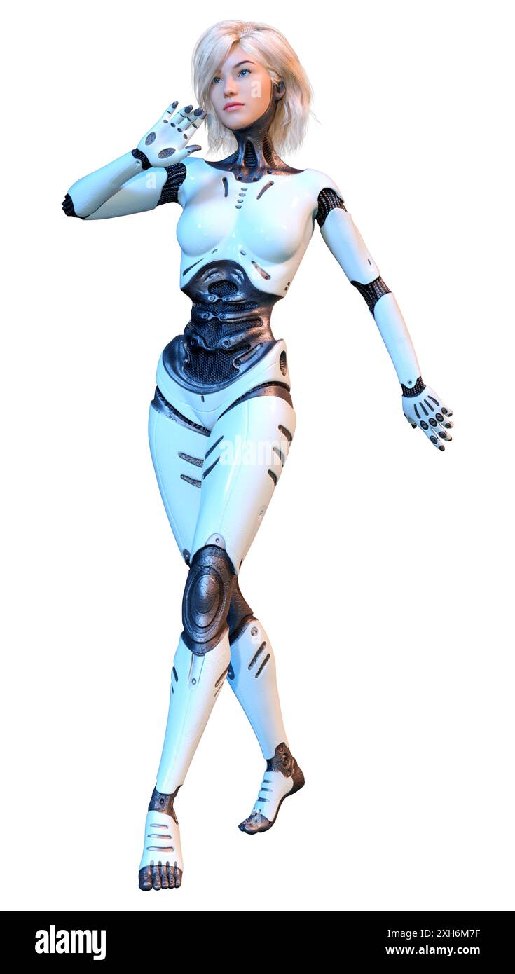 3D rendering of a female robot isolated on white background Stock Photo ...