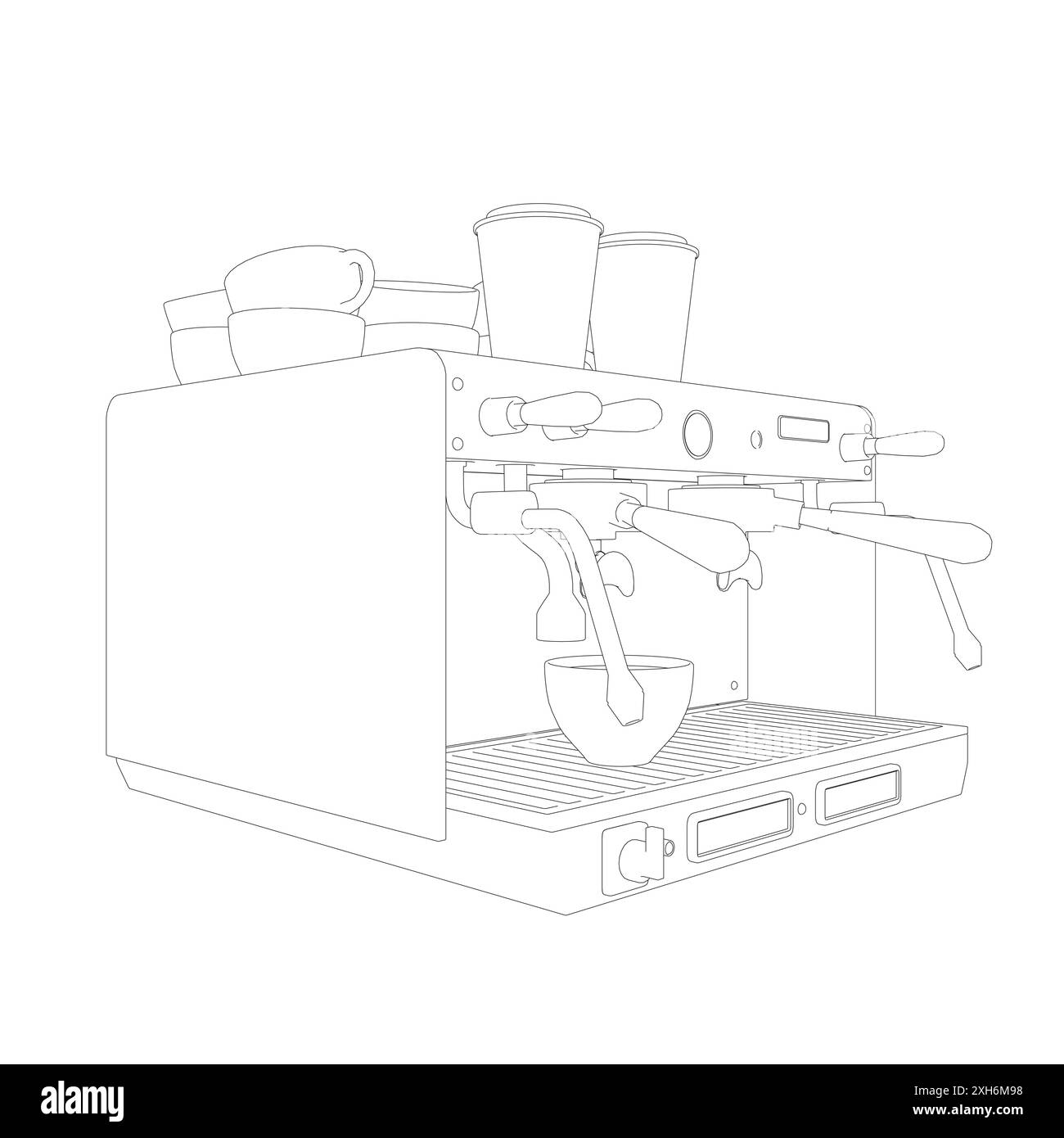 Coffee machine vector line illustration. Coffee maker line art vector ...