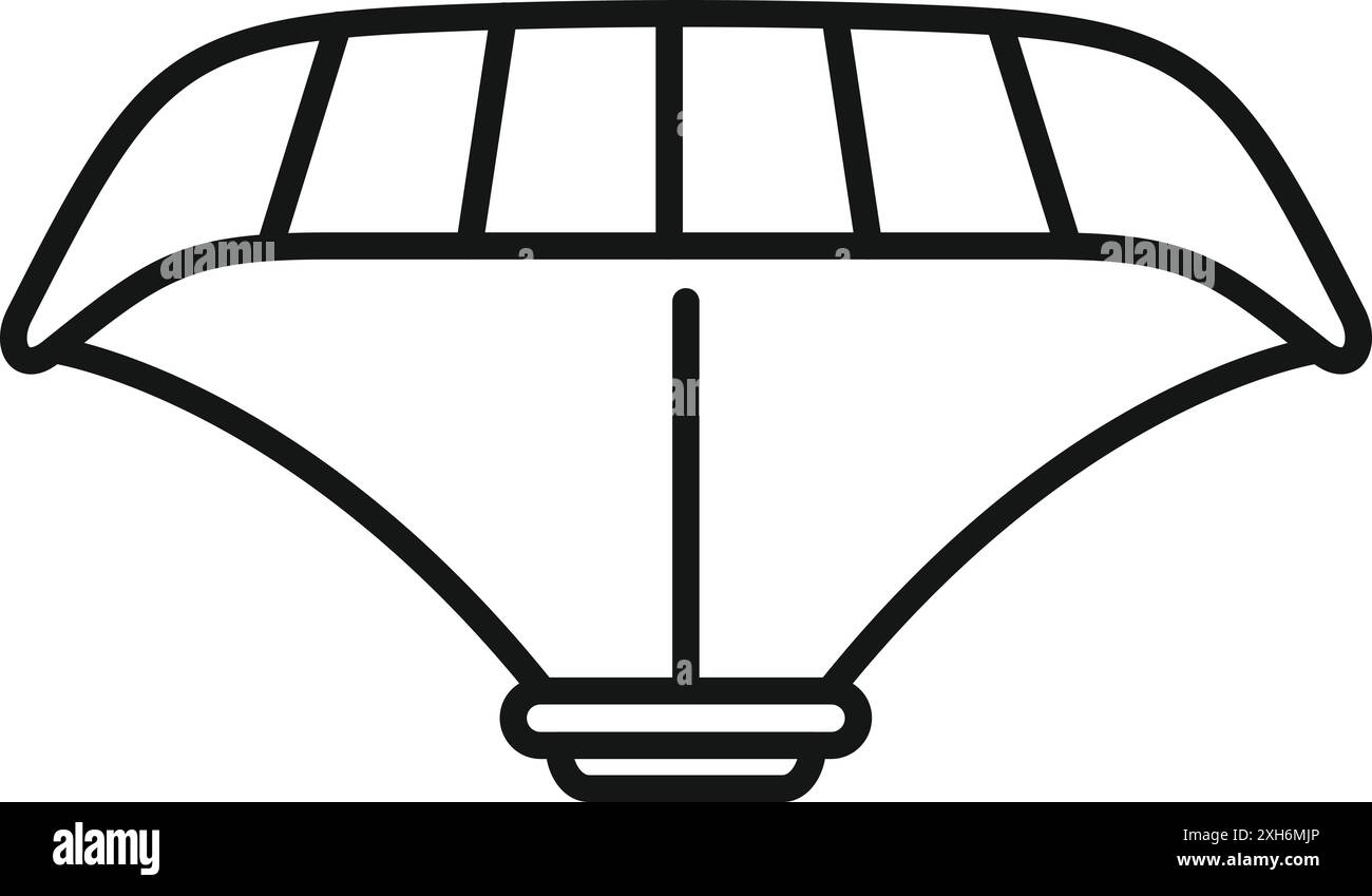 Open parachute is slowly falling down on earth, isolated on white ...