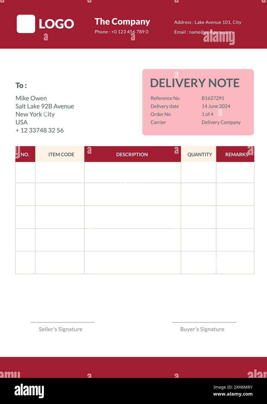 Delivery note vector vectors hi-res stock photography and images - Alamy
