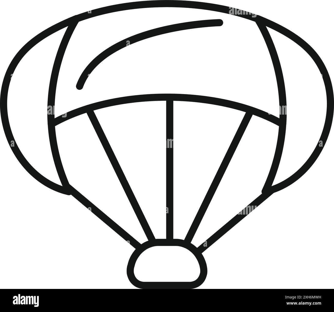 Black and white line drawing of an open parachute floating through the ...