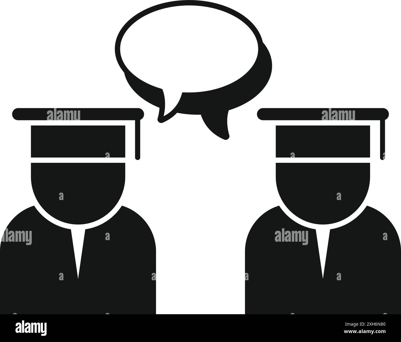 Simple icon representing two students having a conversation, symbolized ...