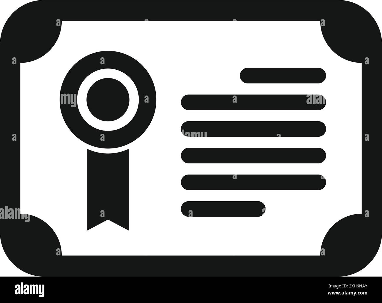 Black and white icon of a certificate signifying achievement and ...