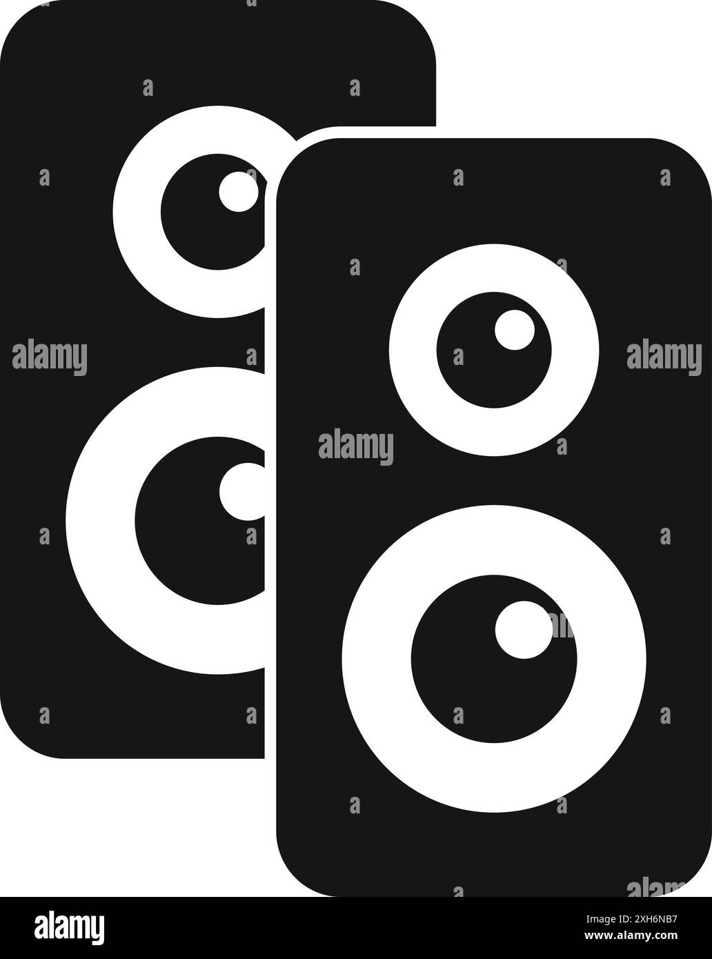 Simple icon of a pair of black acoustic speakers playing loud music ...