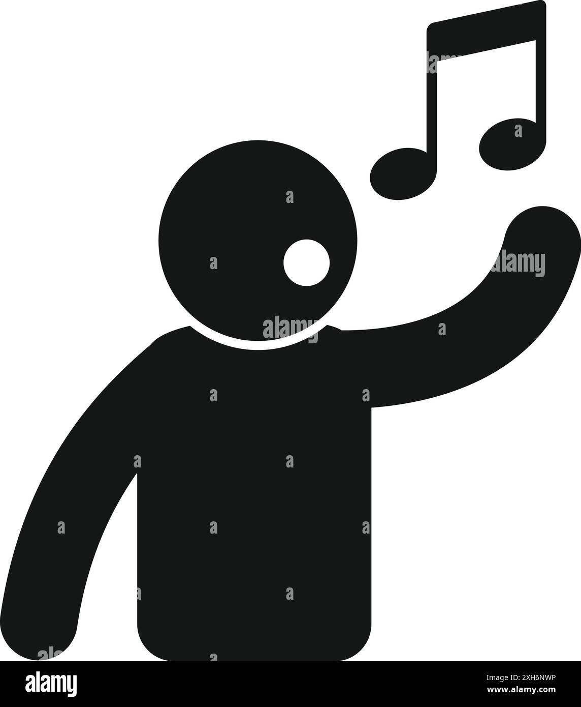 Simple icon of a person singing, perhaps karaoke, with musical notes ...