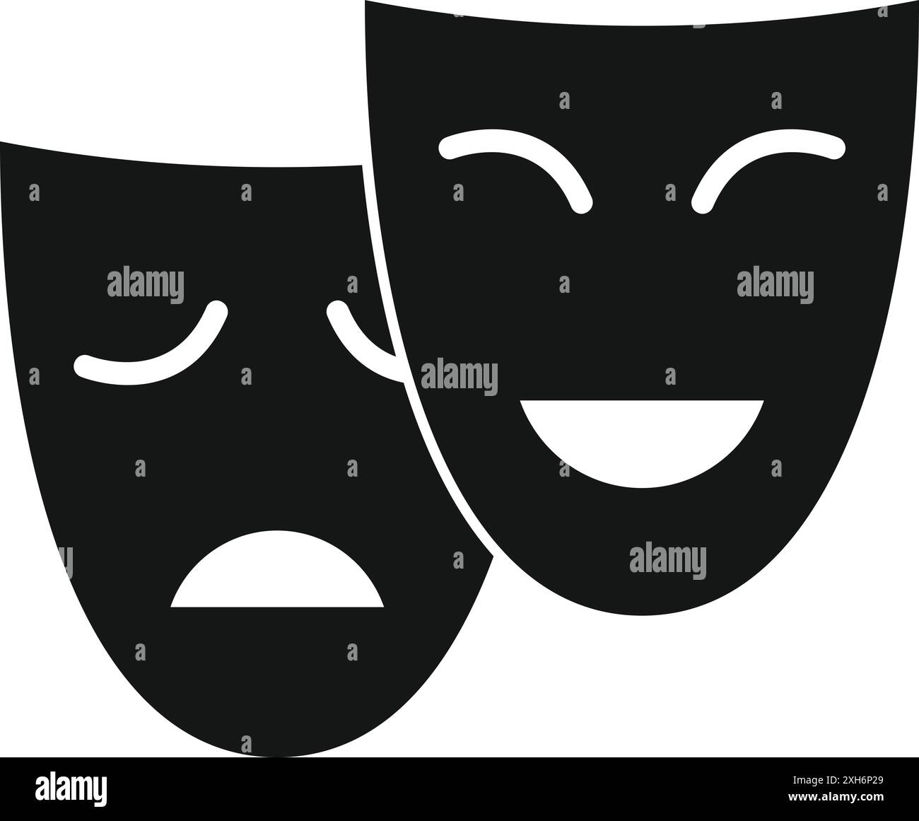Black and white comedy and tragedy theater masks representing the ...