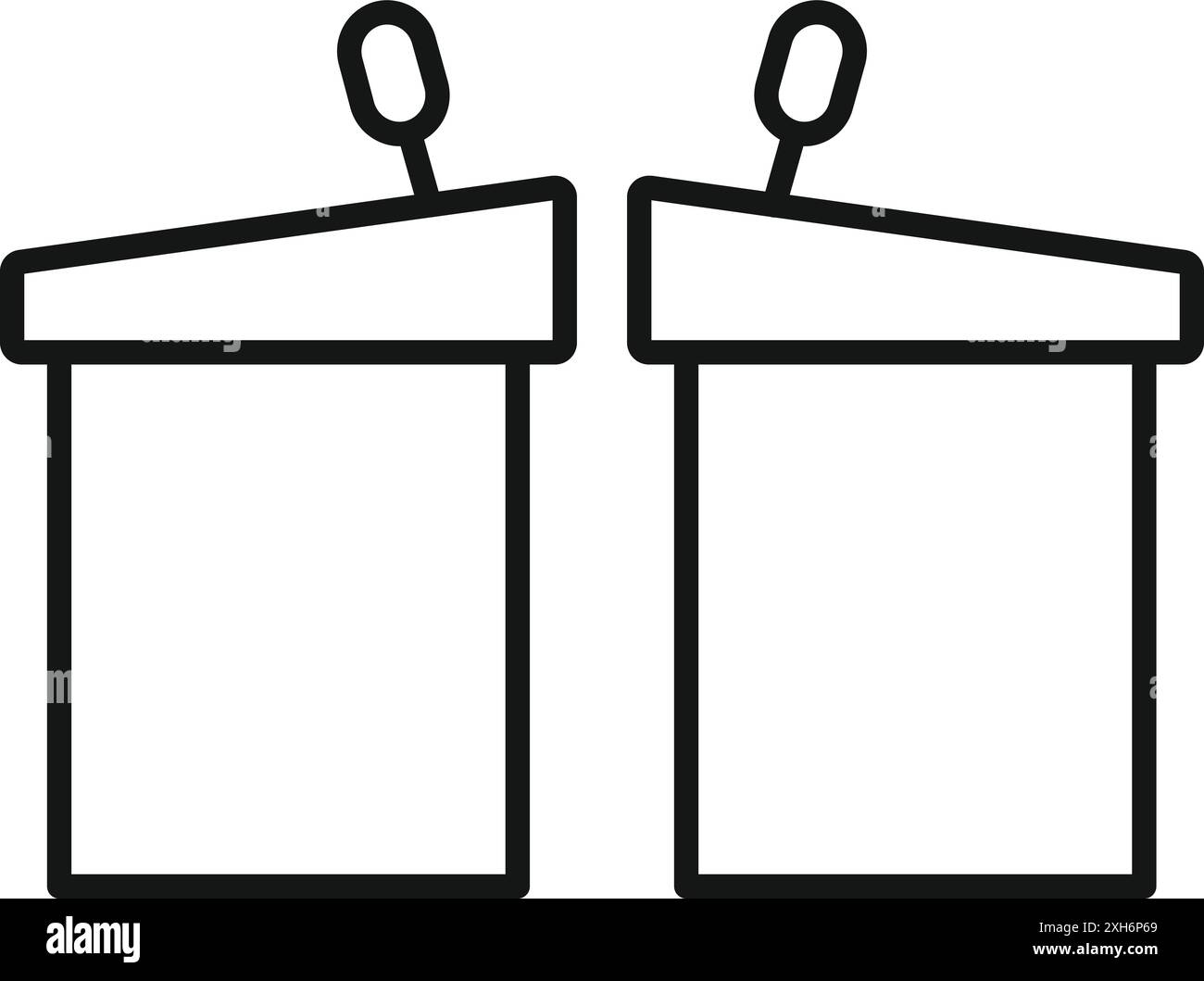 Simple design of two podiums with microphones, perfect for representing ...