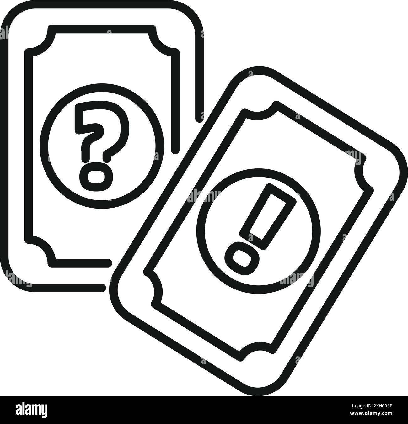 Two cards are showing a question mark and an exclamation mark ...