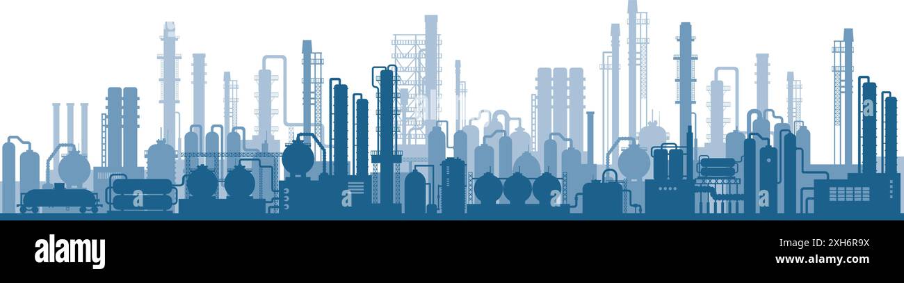 Industrial factories silhouette background. Horizontal seamless pattern ...