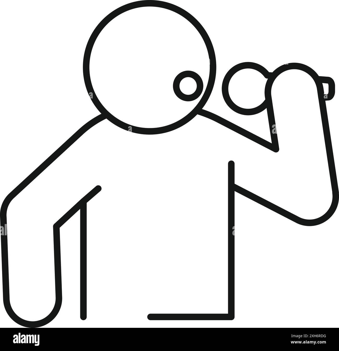 Outline style icon of a singer holding a microphone, singing Stock ...