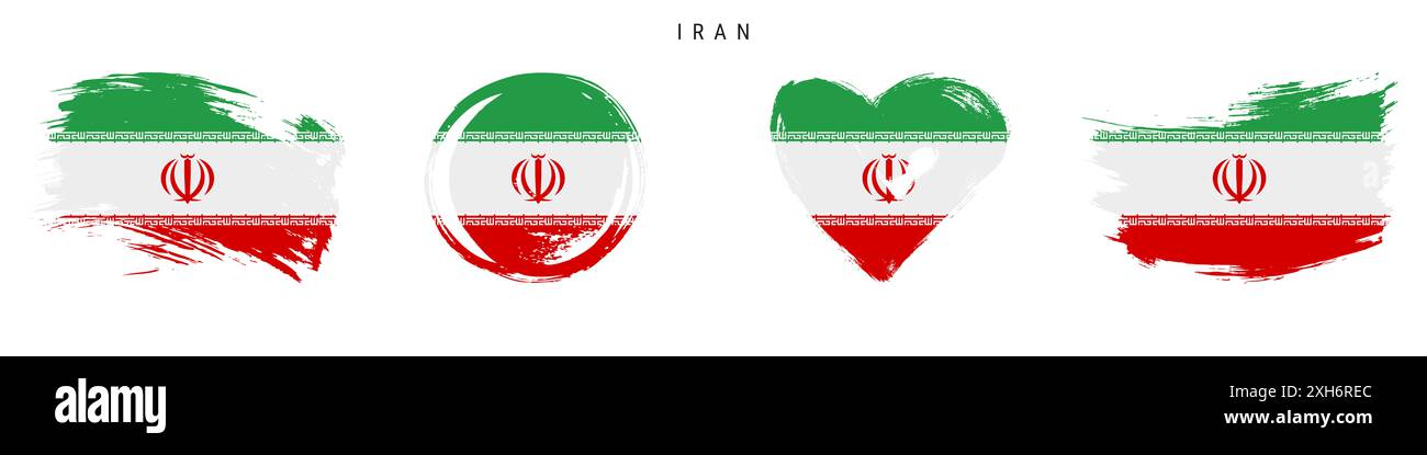 Iran hand drawn grunge style flag icon set. Iranian banner in official ...