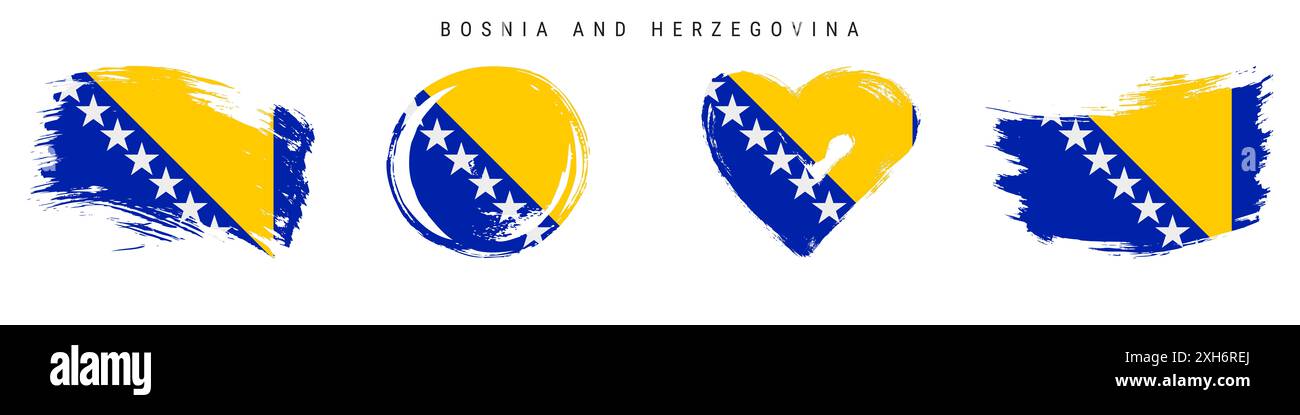 Bosnia and Herzegovina hand drawn grunge style flag icon set. Bosnian ...