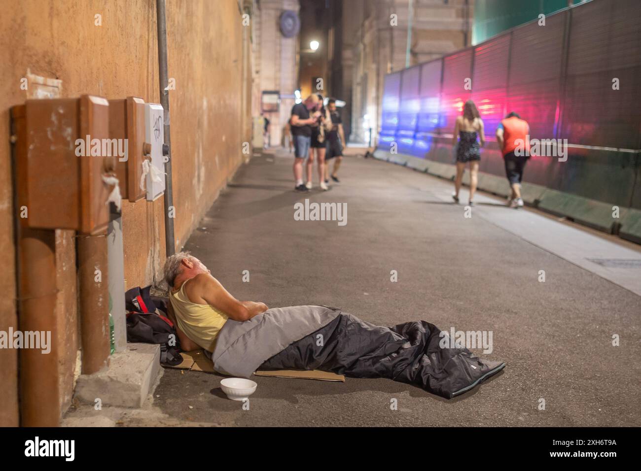 Rome, Italy - June 29, 2024: A homeless person seen on the streets of ...