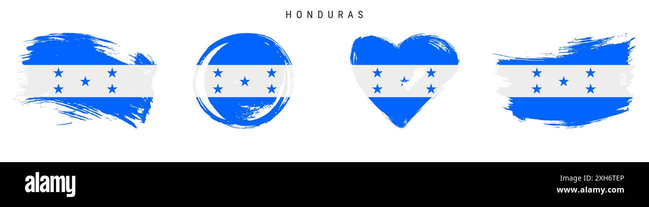 Honduras hand drawn grunge style flag icon set. Honduran banner in ...