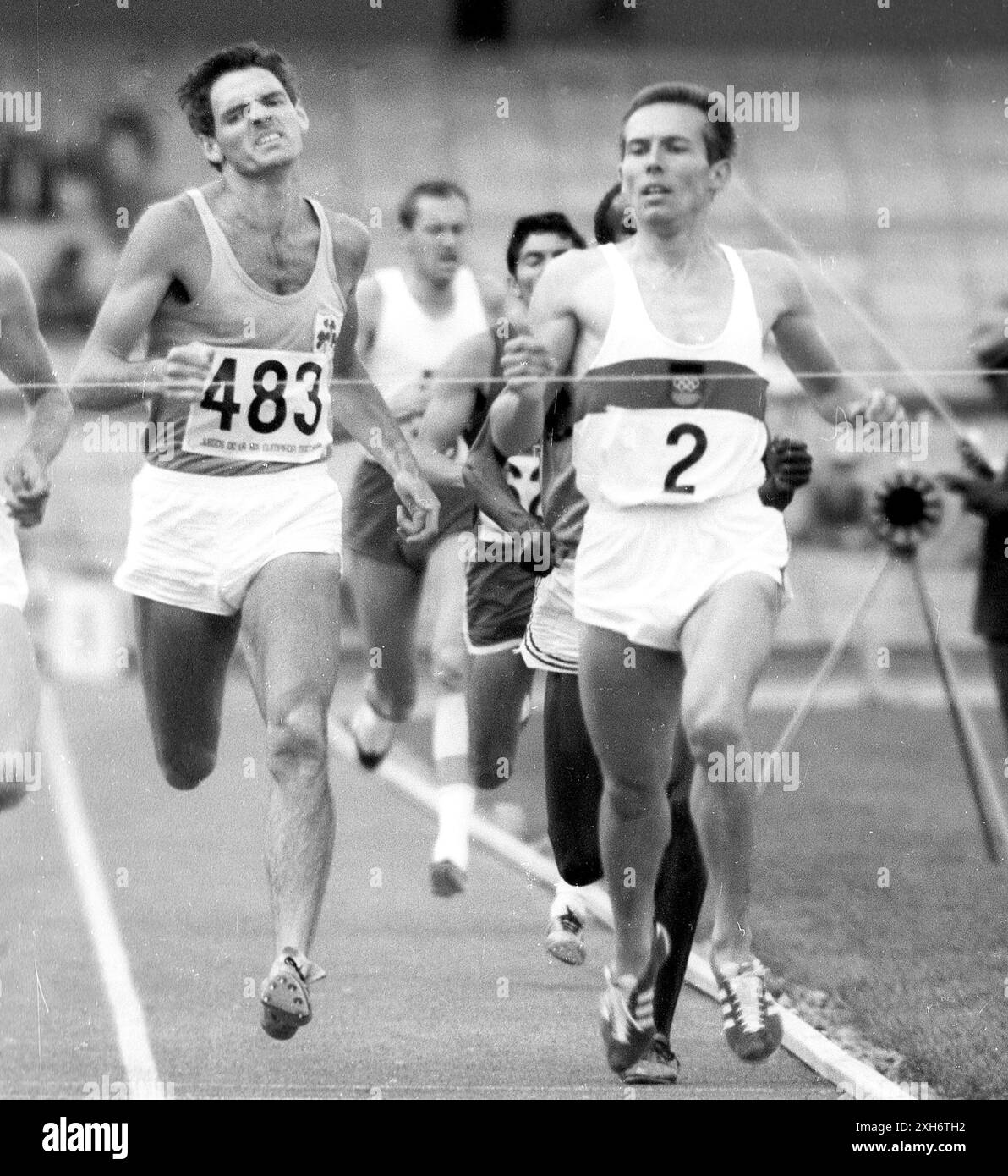 1968 Olympics Athletics 800m preliminary race : Walter Adams (right) at ...