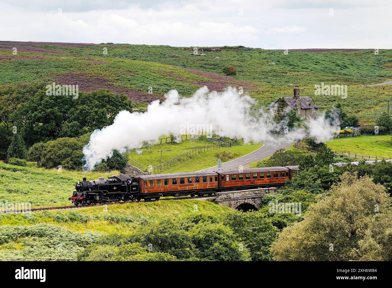 North Yorkshire Moors Railway. Vintage steam locomotive railway engine ...