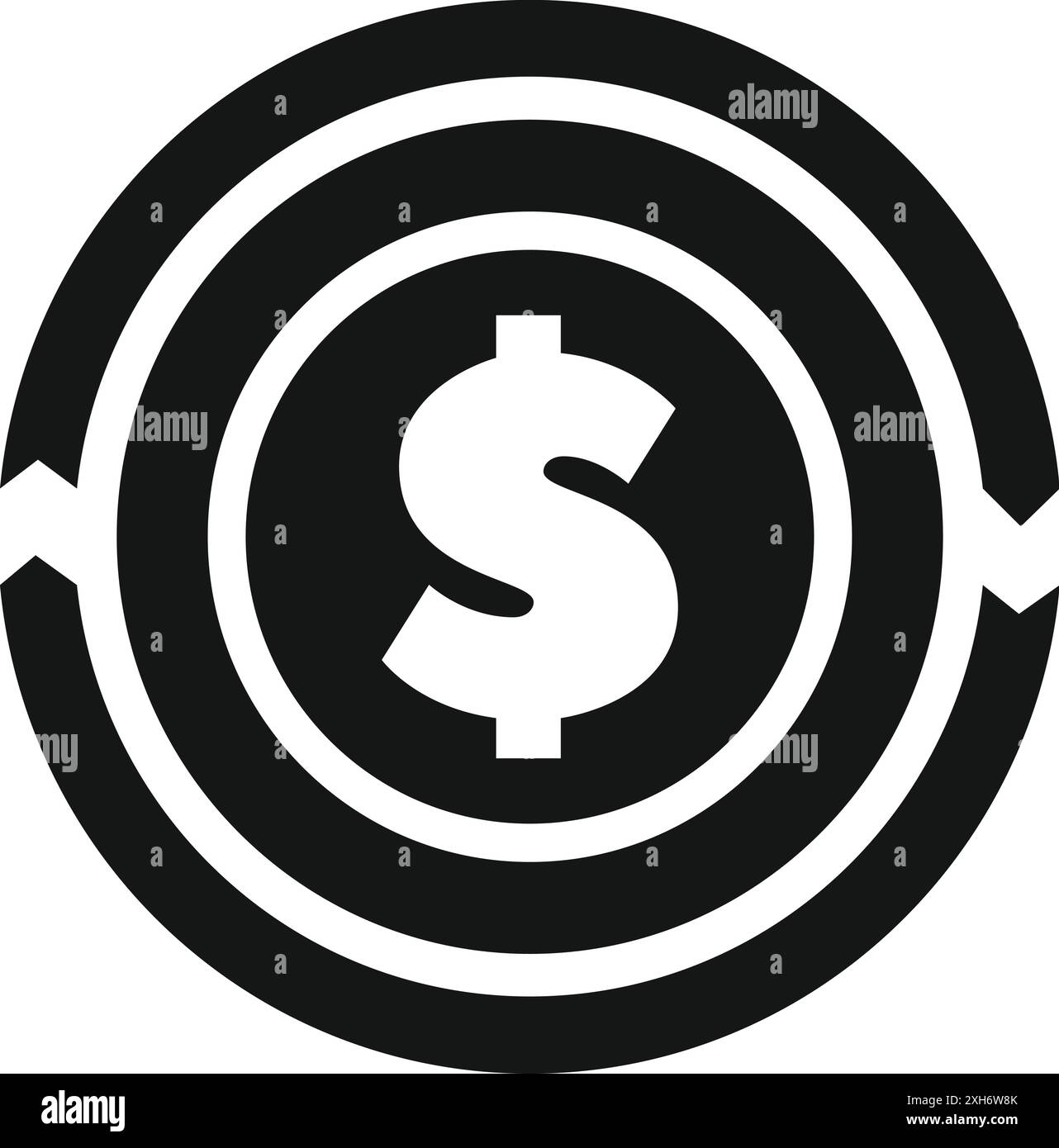 Black and white icon of a dollar sign rotating inside a circle ...