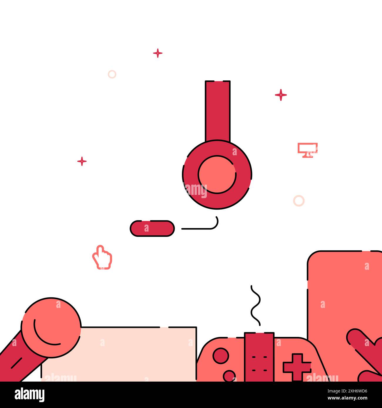 Headset, call center filled line icon, simple illustration, related ...