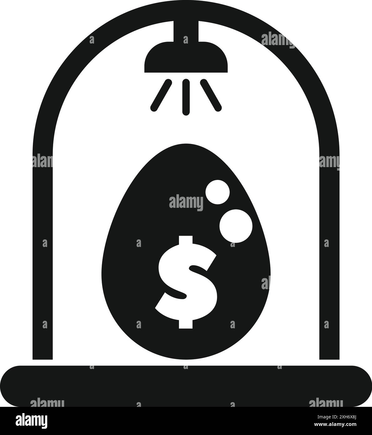 Black and white icon of a money egg being incubated for investment ...