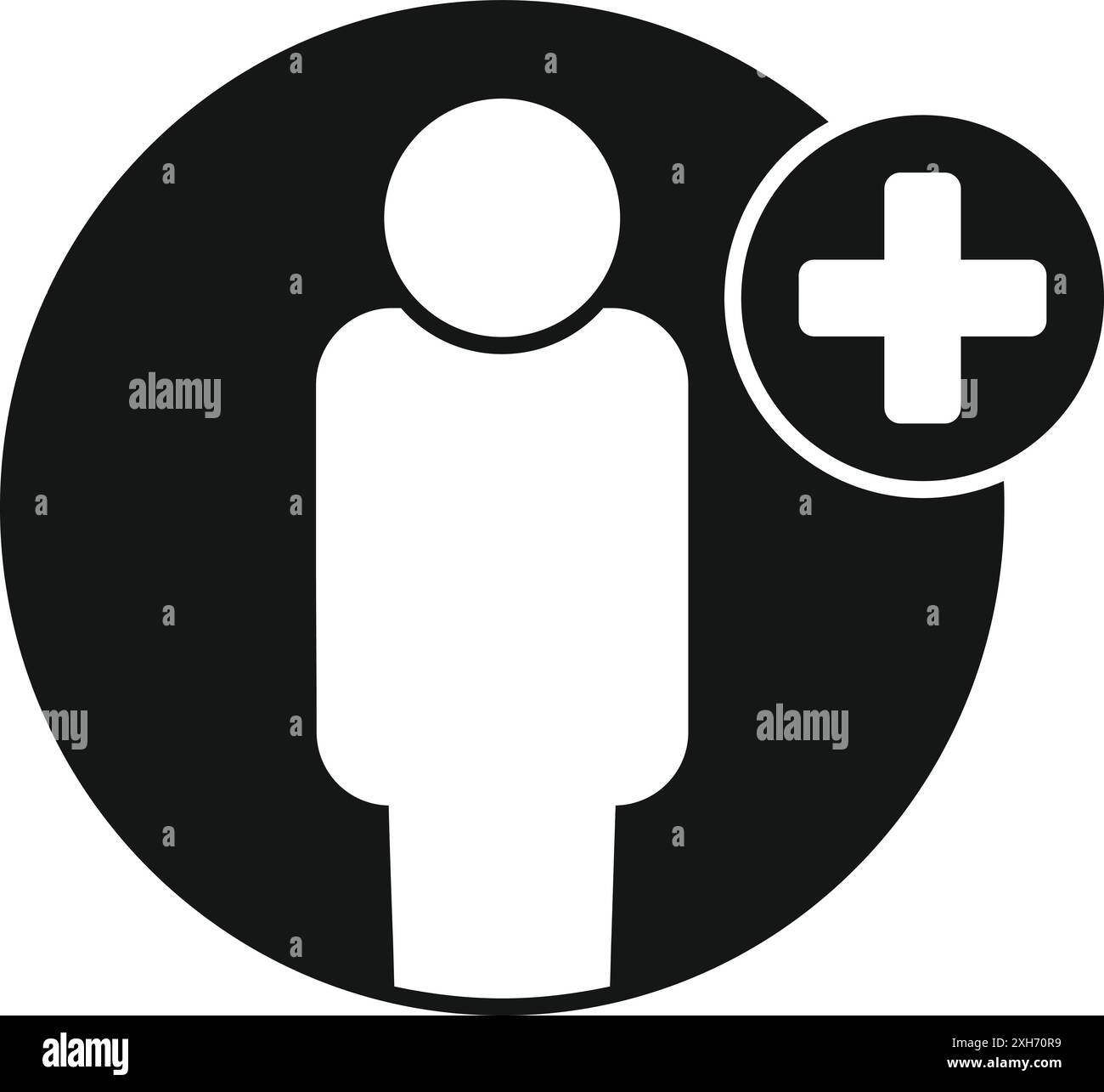 Simple black and white icon of a person being added to a group, ideal ...