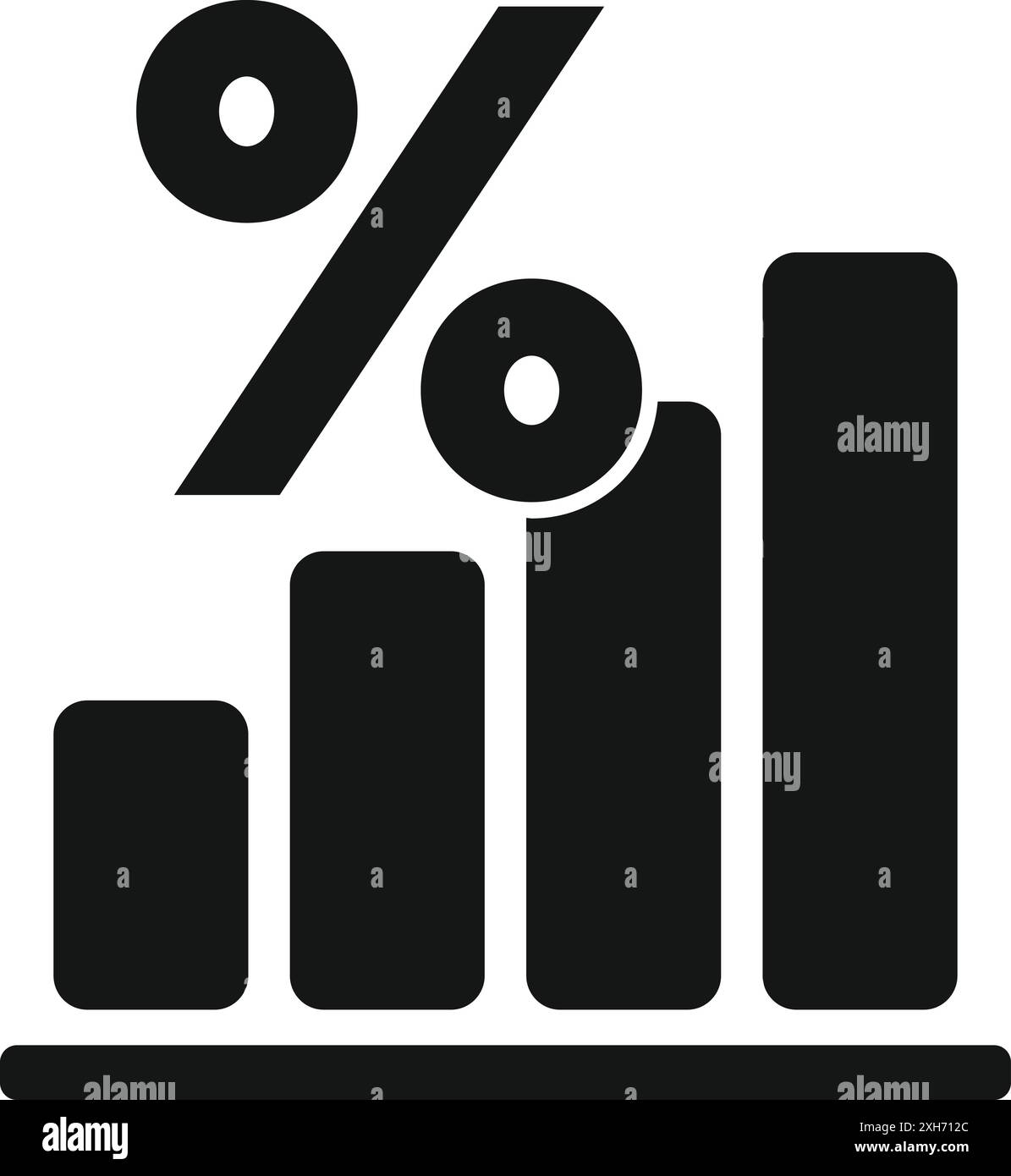 Simple black and white icon of a bar chart with an increasing ...