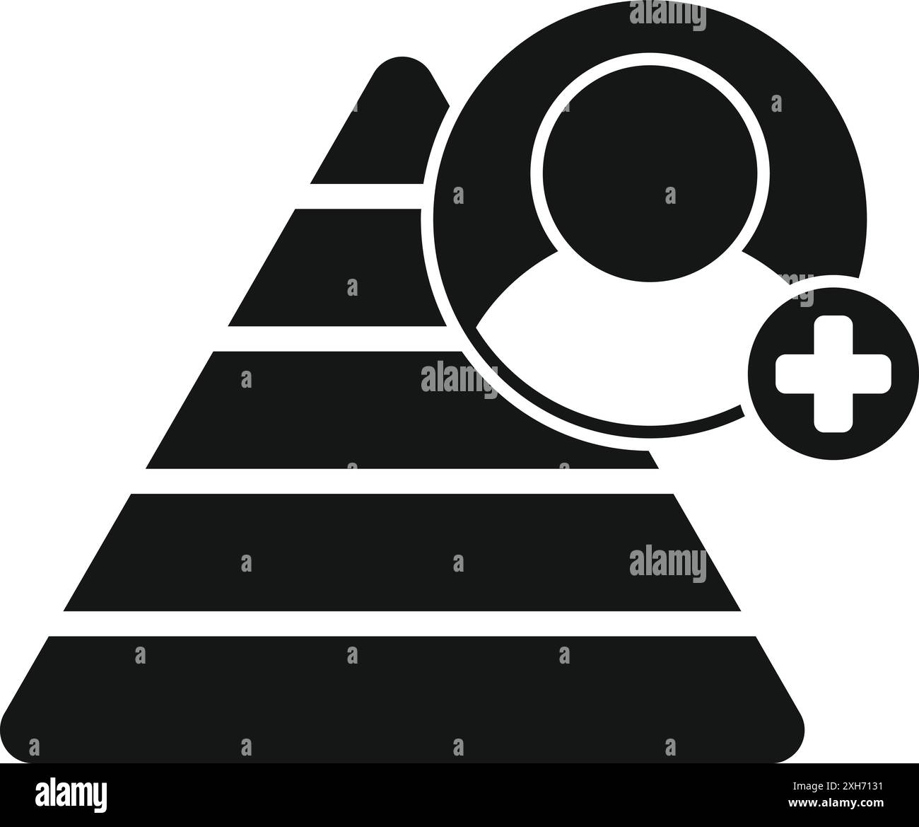 Black and white icon of a pyramid chart representing a business ...