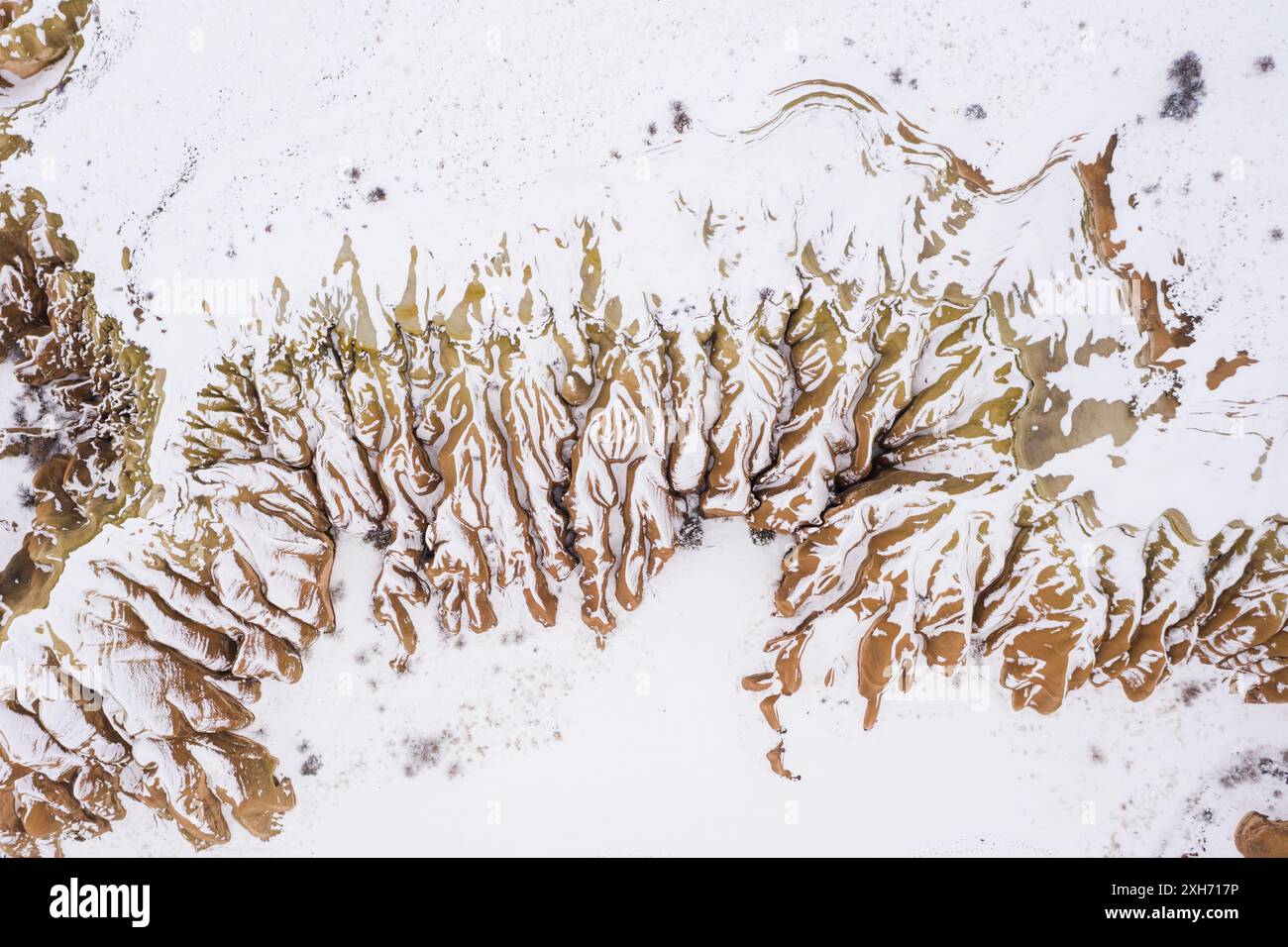 Cappadocia in Winter. Snowy Hills. Turkey. Aerial Top-Down View Stock ...