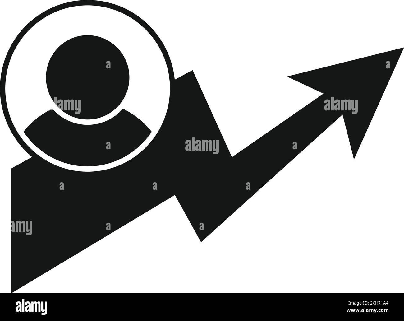 Black and white icon of a line graph going up with a person icon on top ...