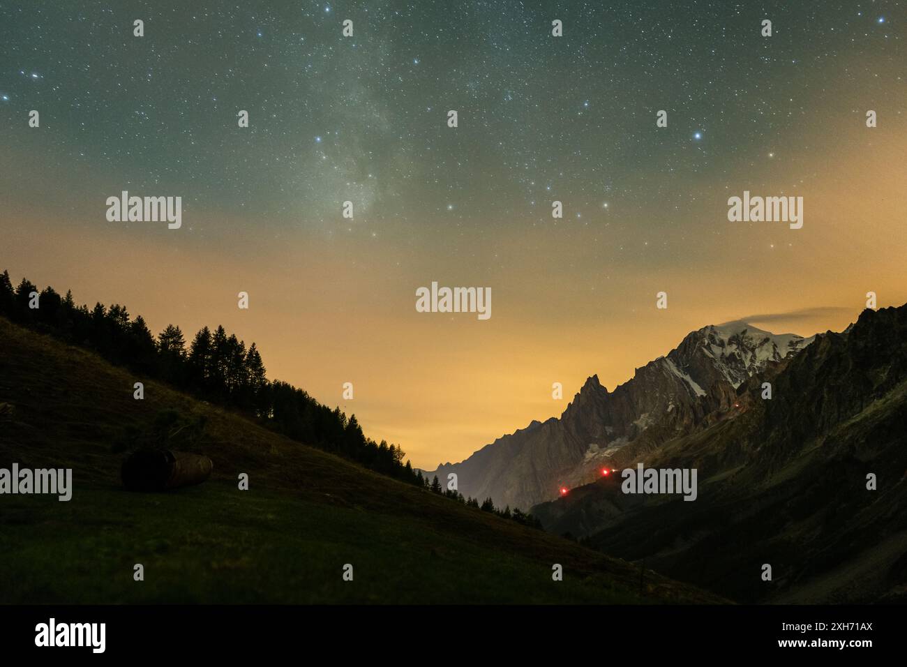 Milky Way over Mont Blanc Mountain. Starry Sky. Night Landscape. View ...