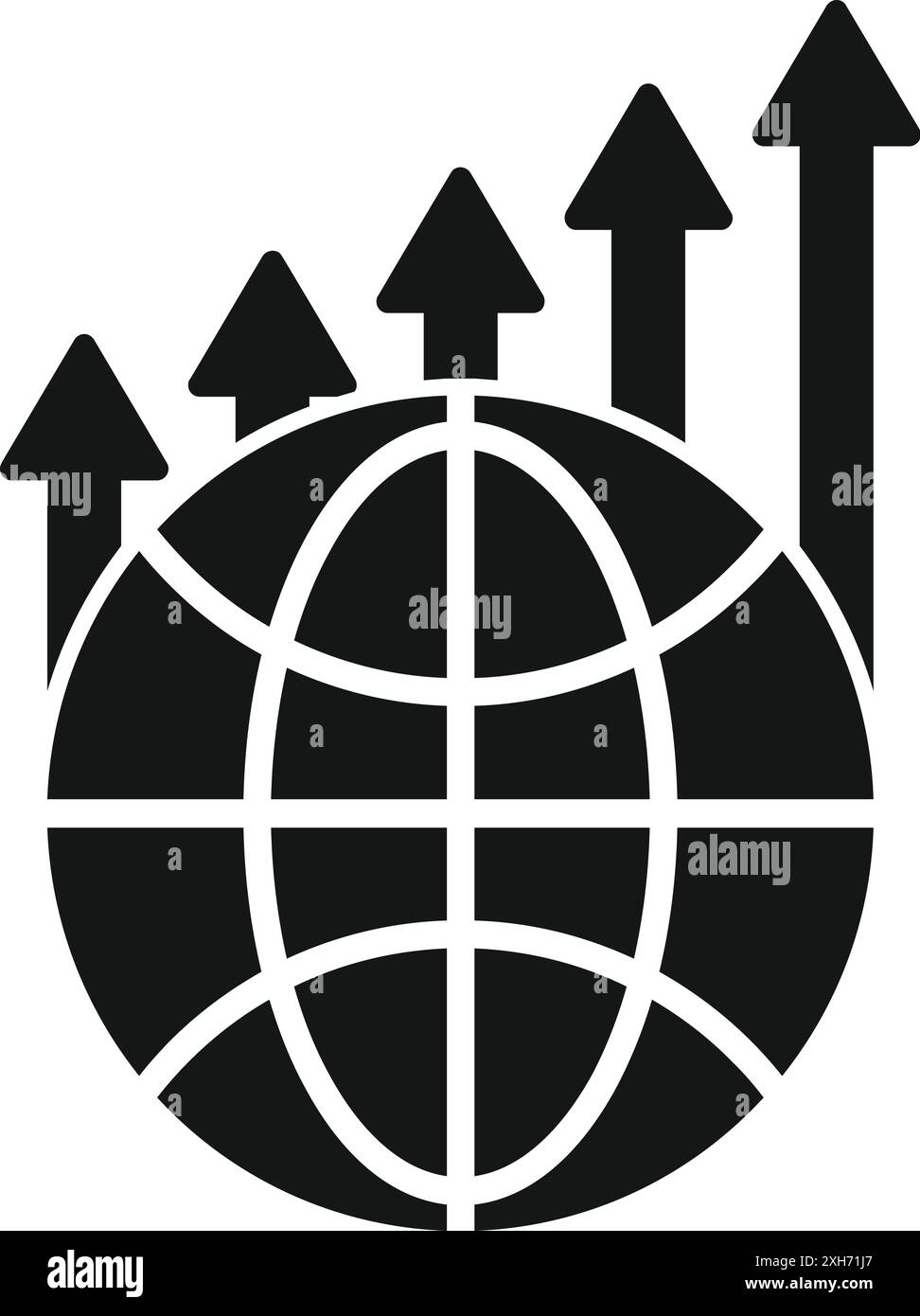 Simple vector of a globe with four ascending arrows representing global ...