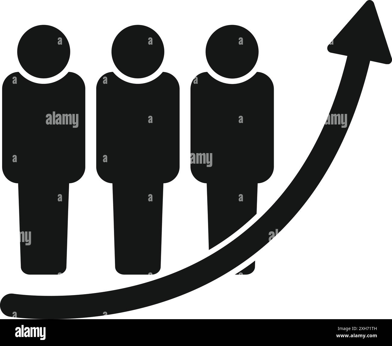 Icon of a growing up arrow chart with three business people standing on ...