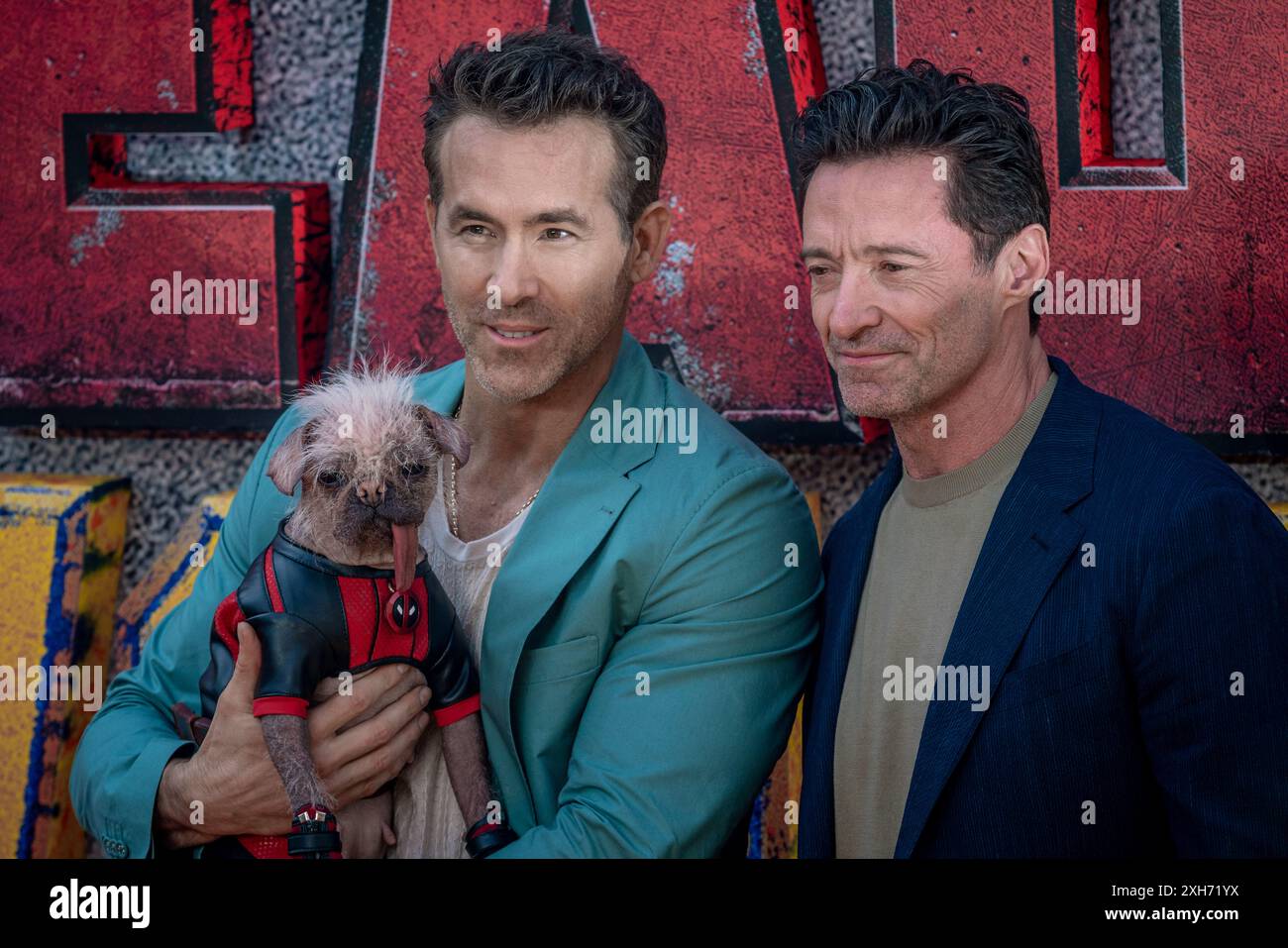 London, UK. 11th July 2024. Ryan Reynolds and Hugh Jackman attend the ...