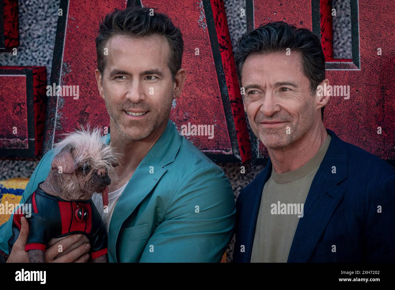 London, UK. 11th July 2024. Ryan Reynolds and Hugh Jackman attend the ...